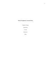 Week Assignment Docx Week Assignment Journal Entry Student S Name Institution Course