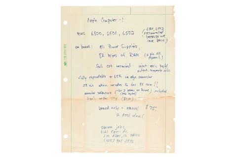 Omg Handwritten Note By Steve Jobs Sells For Six Figures