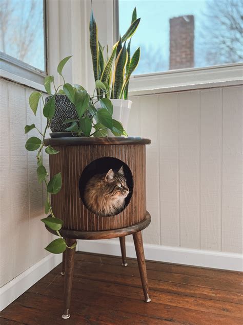 MCM Cat House Table Etsy UK Home Interior Design Cat Room Cat