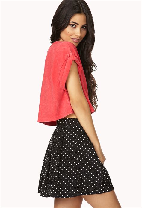 Forever 21 Retro Crop Top In Red Lyst