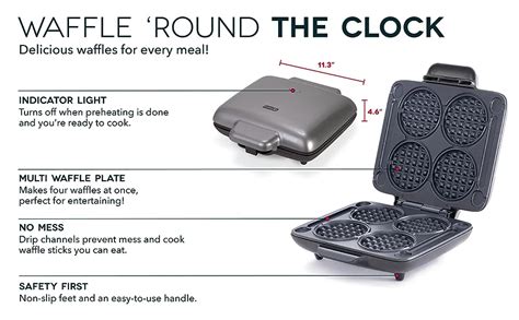 DASH Multi Mini Waffle Maker Four 4 Waffle Molds Nonstick Waffle