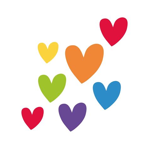 Corazones De Amor De Colores Iconos De Estilo Plano Corazones
