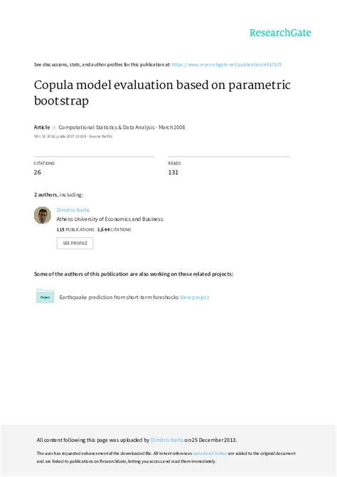 pdf copula model evaluation based on parametric bootstrap