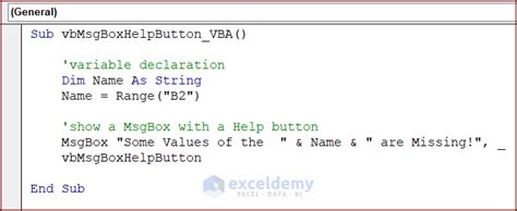 Excel VBA MsgBox 11 Examples ExcelDemy