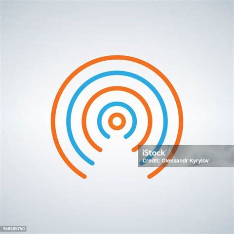Wifi 信號圓波圖示向量平面設計風格的藍色和橙色 孤立于現代背景向量圖形及更多互聯網圖片 互聯網 圖示 平面設計 Istock