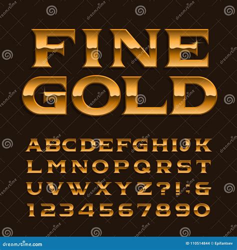 Gold Alphabet Font Luxury Glossy Letters Numbers And Symbols Stock