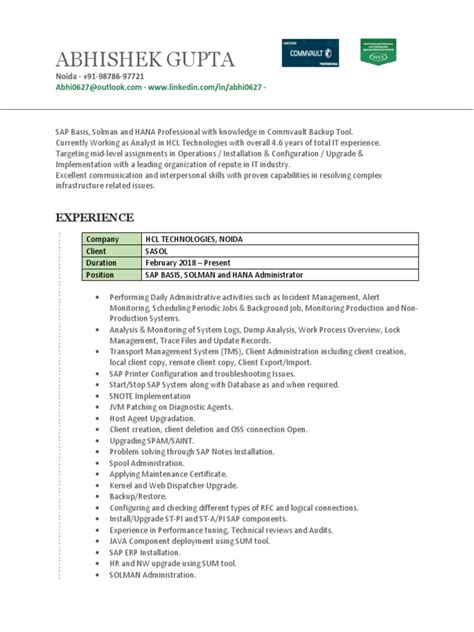 Abhishek Gupta Sap Basis And Hana Pdf Backup Server Computing