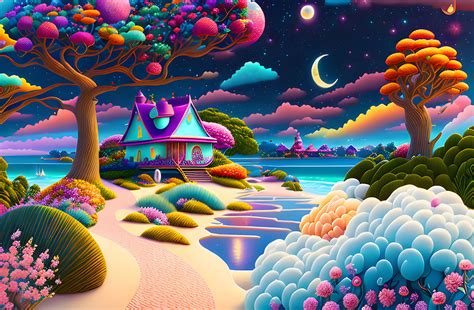 Whimsical Landscape Print Graphic By Diana Designs Creative Fabrica