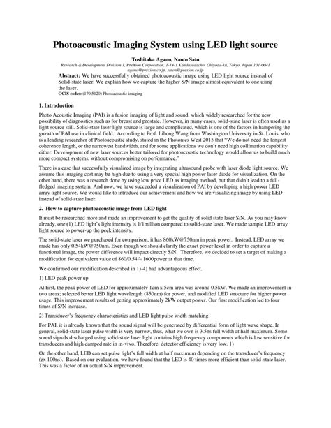 PDF Photoacoustic Imaging System Using LED Light Source