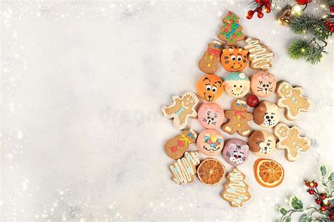 Christmas New Year Background Traditional Festive Gingerbread And