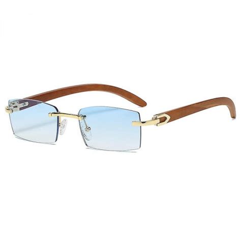 Universal For All Seasons Rimless Rectangle Sunglasses Tinted Frameless