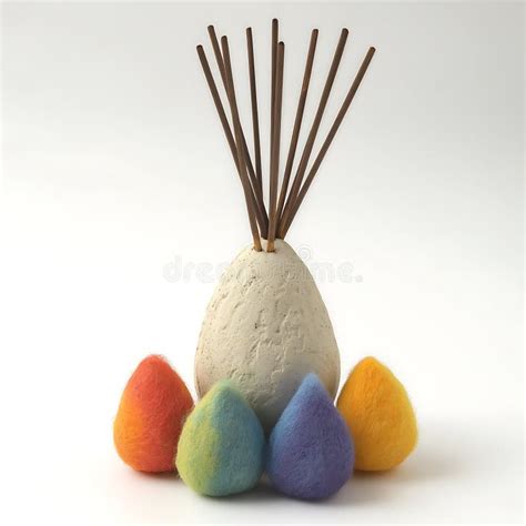 Colorful Felted Teardrop Shapes Surrounding A Textured Aromatic