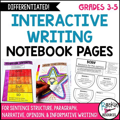Interactive Writing Notebook Pages Rockin Resources