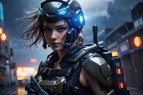 Premium Ai Image Super Soldier Girl Futuretech Illustration