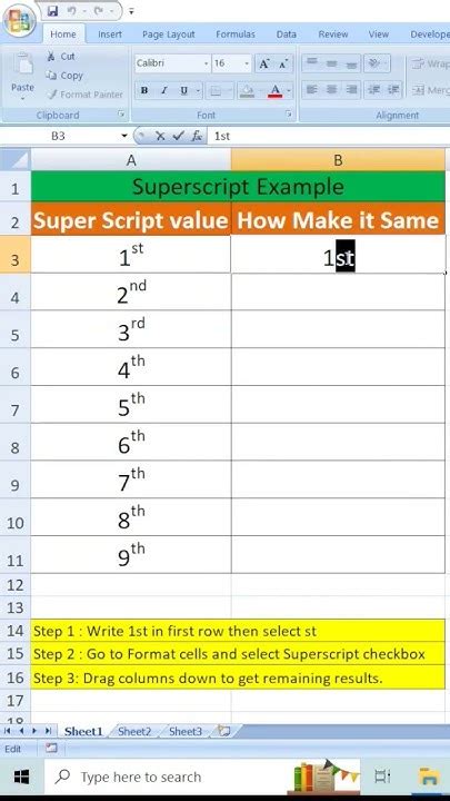 how to use superscript in excel shorts viral shortsvideo ytshorts