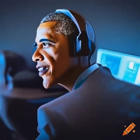 Satirical Image Of Obama Gaming In The Oval Office On Craiyon