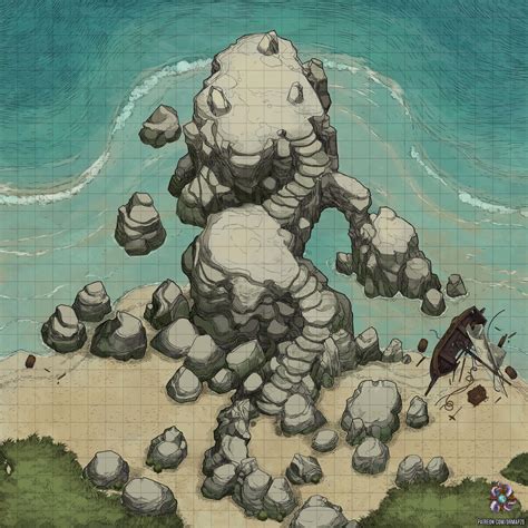 OC Art Coastal Cliff Battle Map 30x30 R DnD