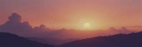 Warm Orange Hues Fade Into Soft Pink Clouds Serene Landscape At Dusk Color Gradation Sunset