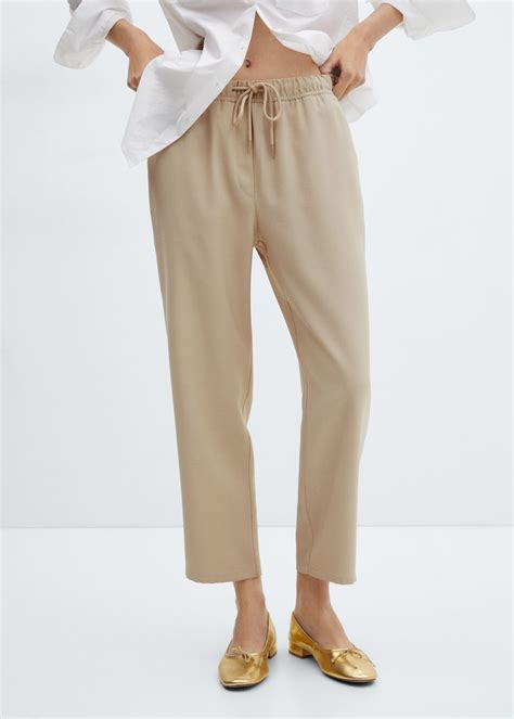Flowy Straight Fit Trousers With Bow Woman Mango Cyprus Euros