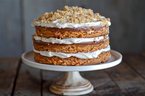 Premium Photo A Naked Carrot Cake With Minimal Frosting Between Layers