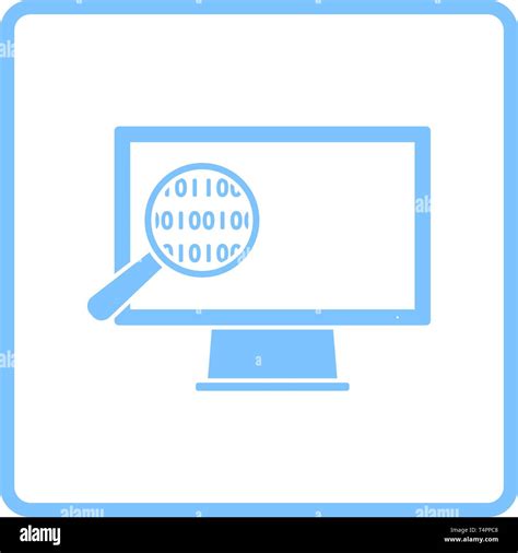Data Analysing Icon Blue Frame Design Vector Illustration Stock