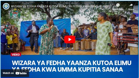 WIZARA YA FEDHA YAANZA KUTOA ELIMU YA FEDHA KWA UMMA KUPITIA SANAA URT Updates