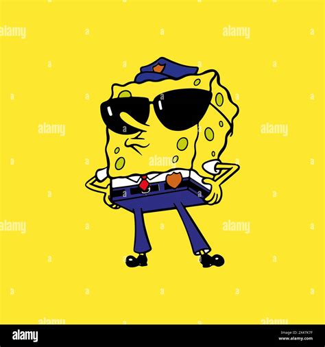 Spongebob Squarepants Character Wearing Police Uniform Vector