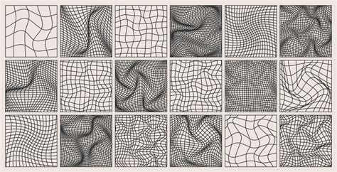 Wireframe Lined Shapes Perspective Mesh 3d Grid Vector Image
