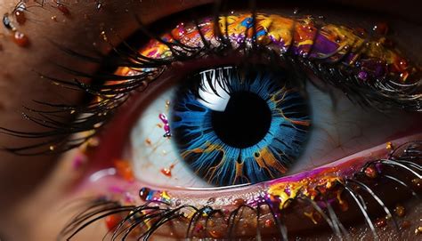 Premium Ai Image Close Up Of A Human Eye Macro View Multi Colored