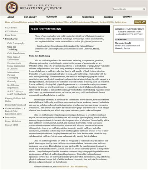 Exc Doj Removed International Sex Trafficking Of Minors From Areas Of Concern Stephen K
