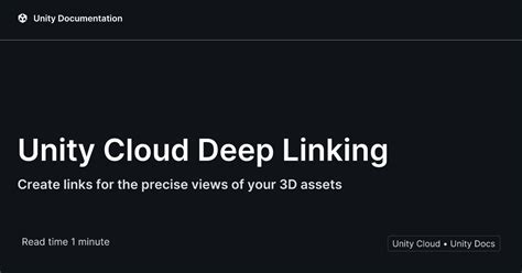 Unity Cloud Deep Linking • Unity Cloud • Unity Docs