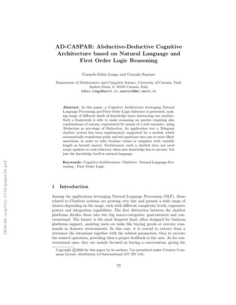 Pdf Ad Caspar Abductive Deductive Cognitive Architecture Based On Natural Language And First