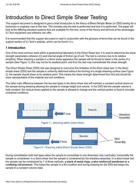 introduction to direct simple shear dss testing pdf