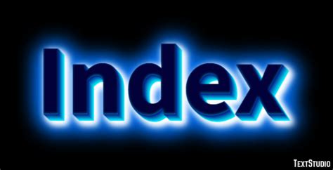 Index 3d With Blue Glow Text Effect Generator