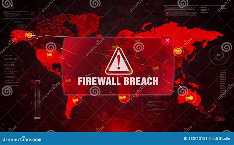 Firewall Breach Alert Warning Attack On Screen World Map Stock Video