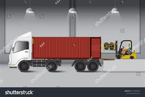 Logistics Warehouse Loading Dock Rubber Wheels Stock Vector Royalty