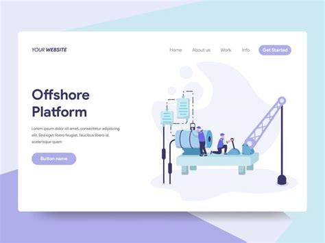 Landing Page Template Of Offshore Platform Illustration Concept