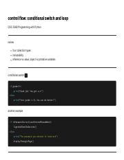 Python Pdf Control Flow Conditional Switch And Loop Cisc