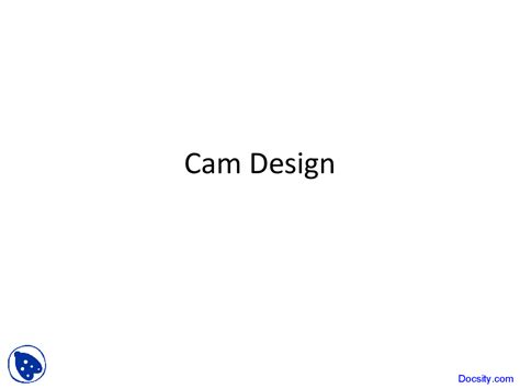 Cam Design Two Kinematic And Mechatronics Lecture Slides Slides