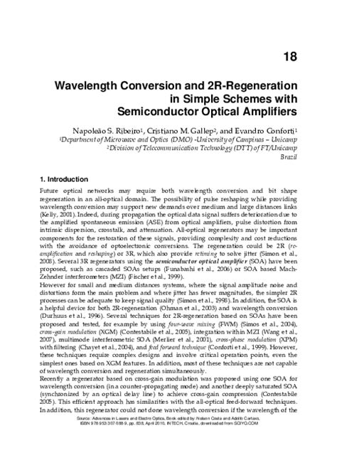 Pdf Wavelength Conversion And 2r Regeneration In Simple Schemes With