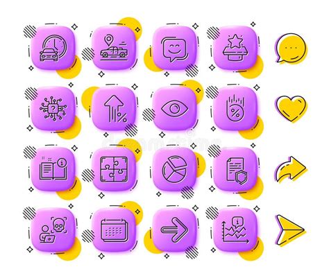 calendar manual and smile face line icons for web app printing app