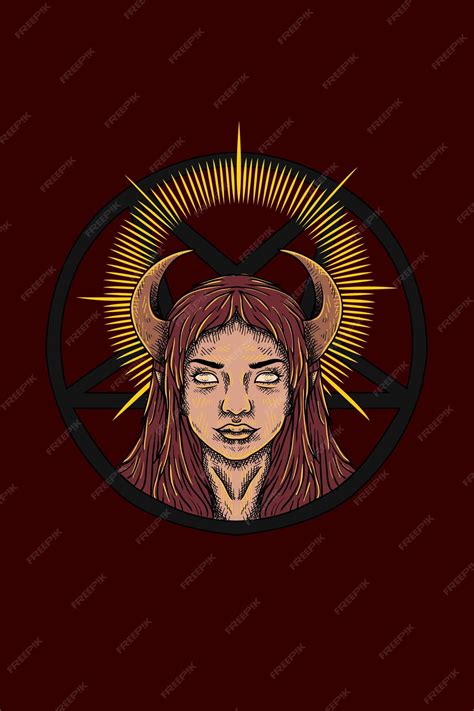 Premium Vector Devil Girl Head Vector Illustration