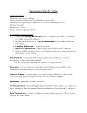 PSYC 100 Midterm 1review 1 Pdf Psychology And Scientific Thinking