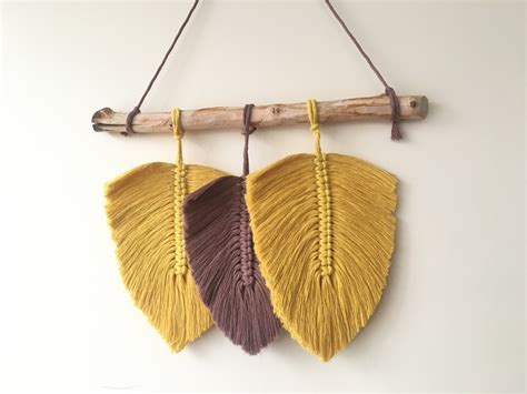 Hojas De Macrame Triple Decoración De Vivero Pluma De Etsy