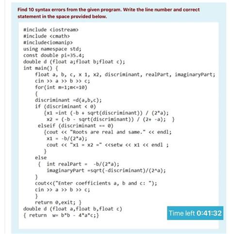 solved find 10 syntax errors from the given program write