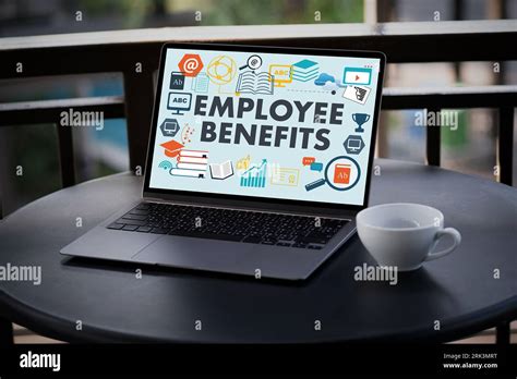 Employee Benefits Concept Man Working On The Computer Benefits And