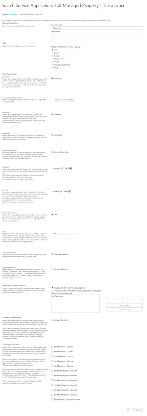problem using sharepoint 2013 search to filter by managed property