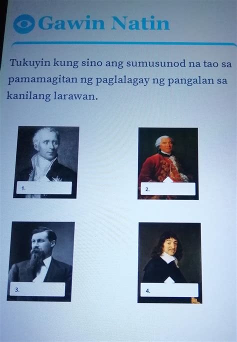 Tukuyin Kung Sino Ang Sumusunod Na Tao Sa Pamamagitan Ng Paglalayag Ng