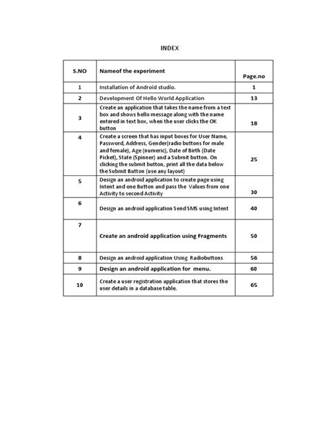 Mobile Application Development Lab Pdf Android Operating System