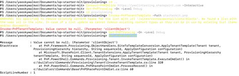 invoke pnptenanttemplate value cannot be null parameter